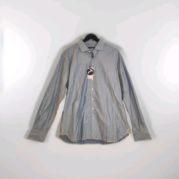 Hammer | Shirts | Nwt Hammer Made Blue Button Up Flip Cuff Long Sleeve ...